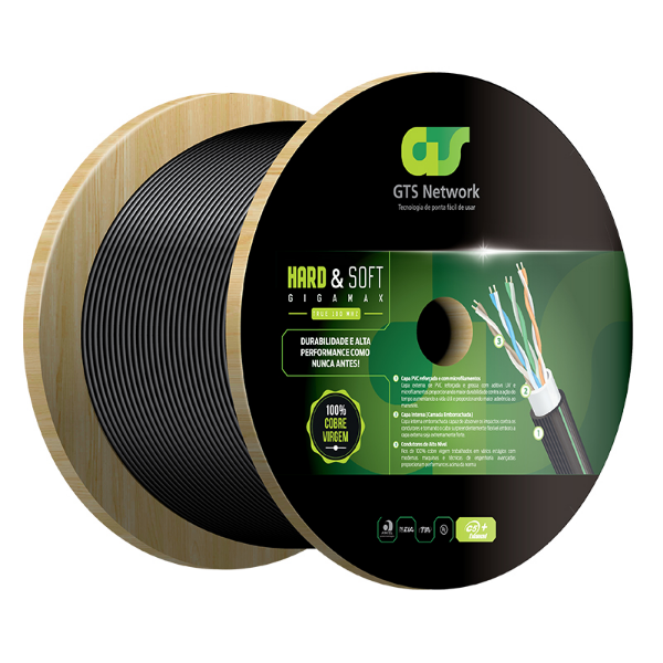 Cabo Rede Cat5e Hard&Soft Gigamaz C5e True100mhz Bob333mtsHD Store