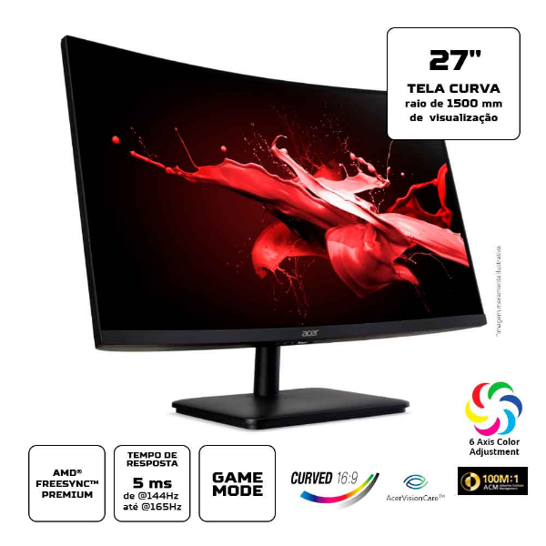 Monitor Led 27" Acer Ed270r Gamer / Curvo / Full Hd / 165hz HD Store
