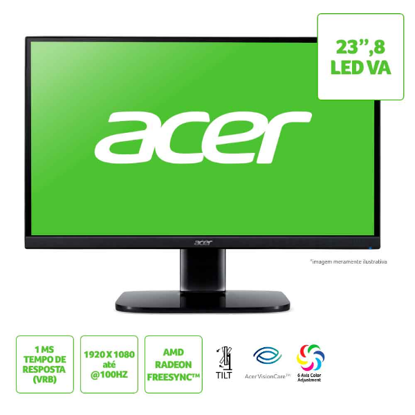 Monitor Led 23.8" Acer Ka242y Fhd / Hdmi / Vga / 1ms / VesaHD Store